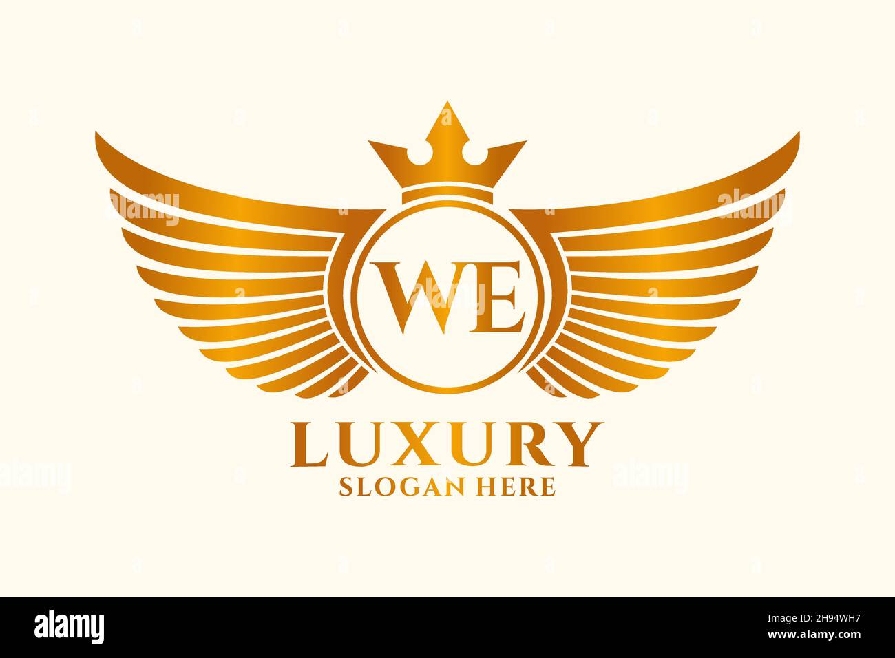 Luxury Royal Wing Letter WE crest Gold color Logo Vector, Victory logo ...