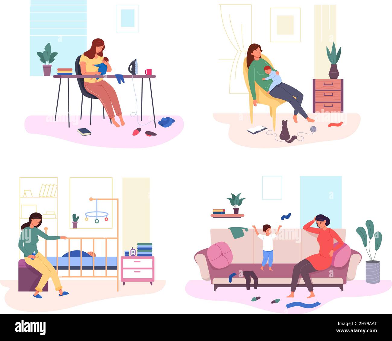 Cartoon illustration mom crying baby immagini e fotografie stock ad ...