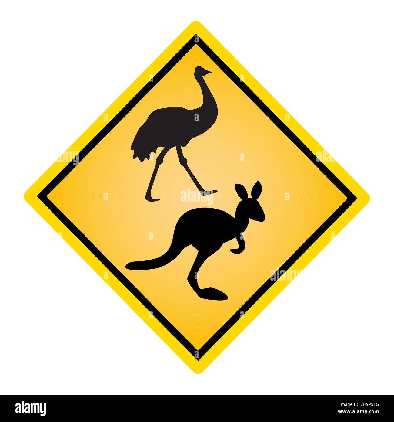 Cartello stradale australiano con emu e canguro. Segnaletica stradale ...