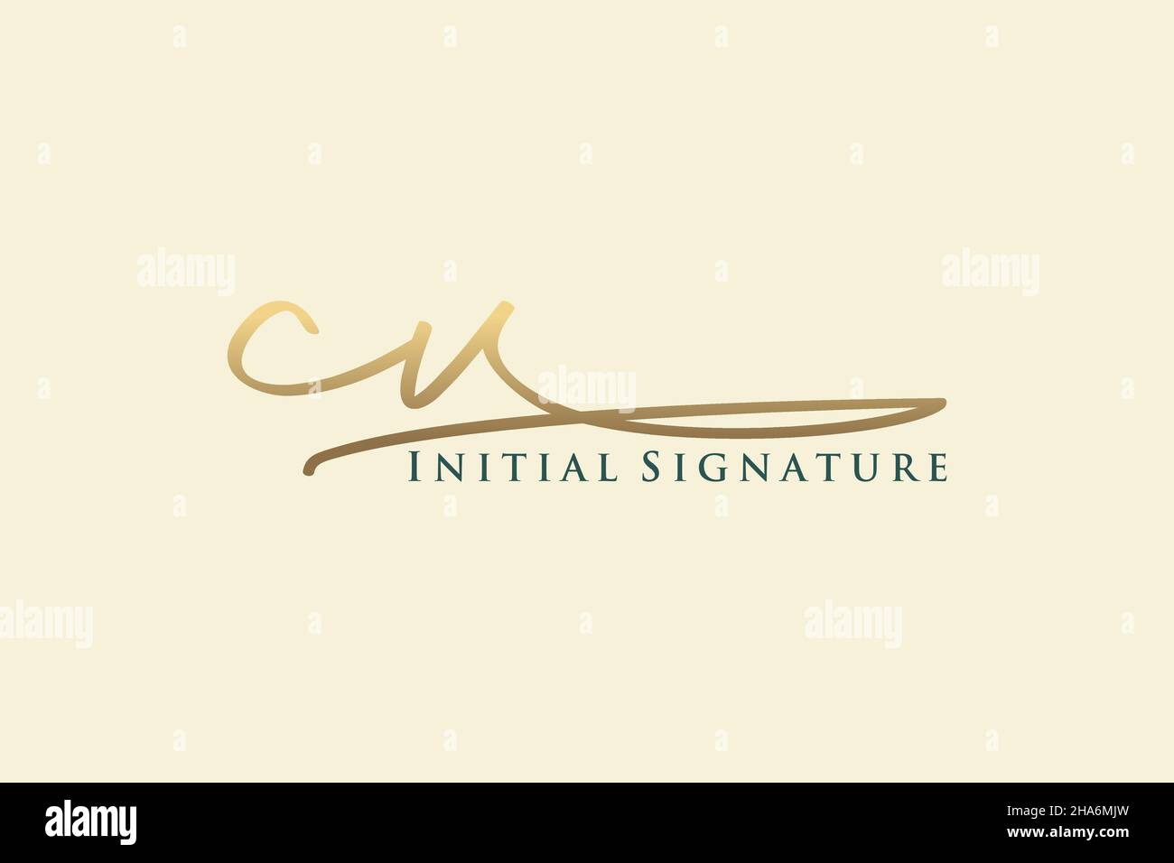 Modello di logo con firma CV Letter elegante logo di design. Disegno a ...