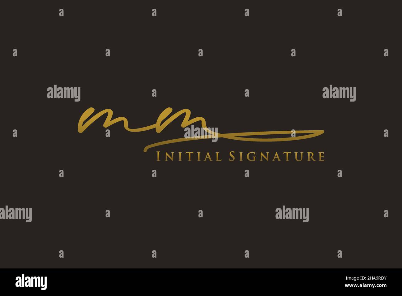 LOGO MM Letter Signature Template elegante. Disegno a mano Calligraphy ...