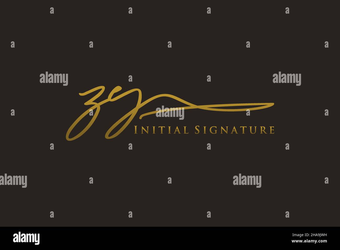 Logo ZY Letter Signature Template elegante design logo. Disegno a mano ...