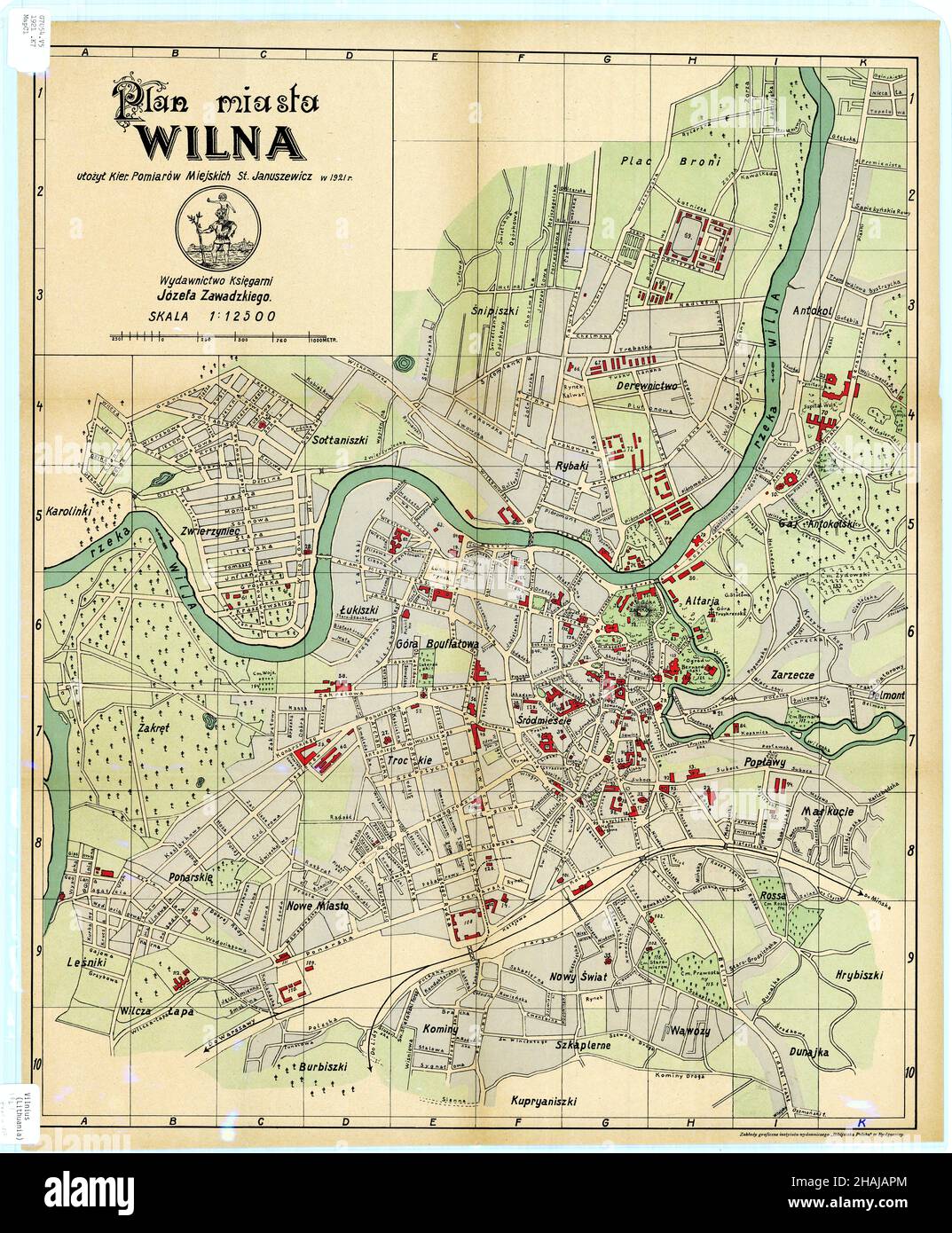 Wilno Mappa, Vilnius Mappa, Wilna Mappa, Old Wilno Mappa, retro Vilnius ...