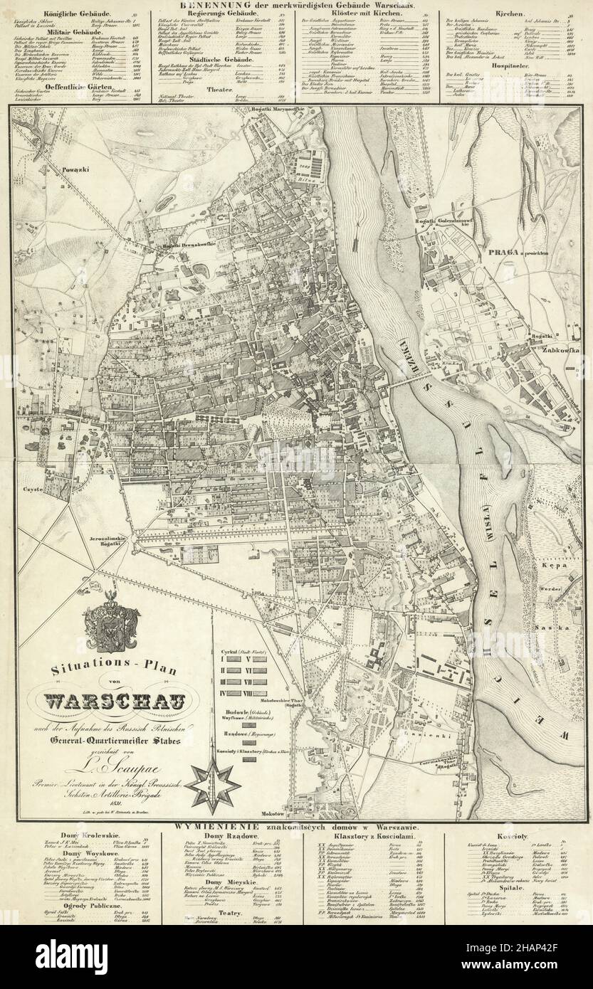 Plan von Warschau, Mapa Warszawy, piano di Varsavia, Mappa di Varsavia ...