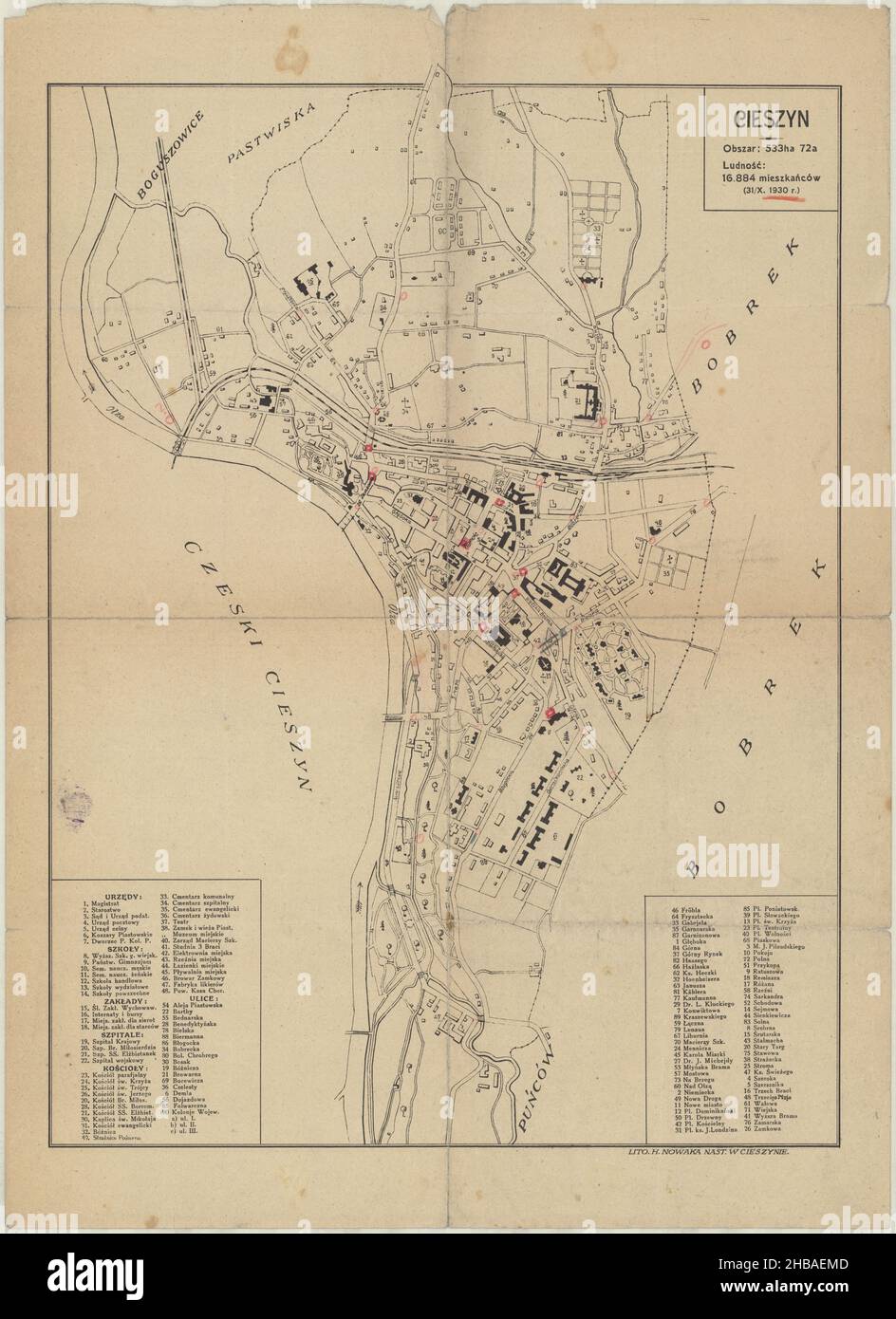 Piano di Cieszyn, Mappa di Cieszyn, Poster di Cieszyn, Mappa di Old ...