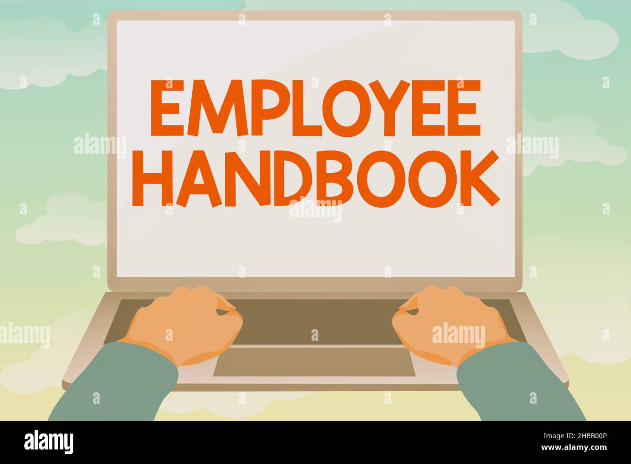 Cartello con la scritta Employee Handbook. Parola scritta su documento ...