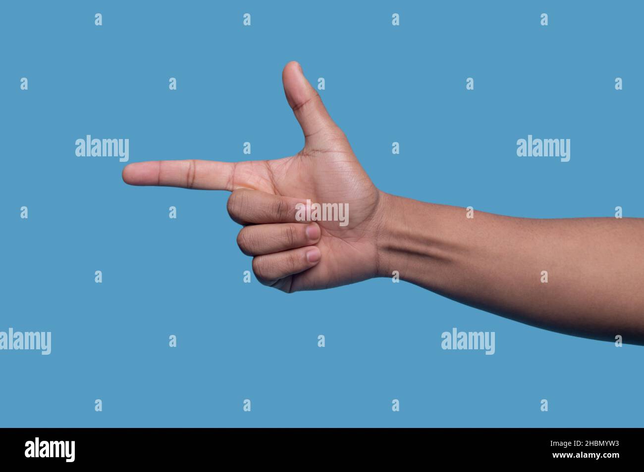 Puntando la mano destra sollevata immagini e fotografie stock ad alta ...