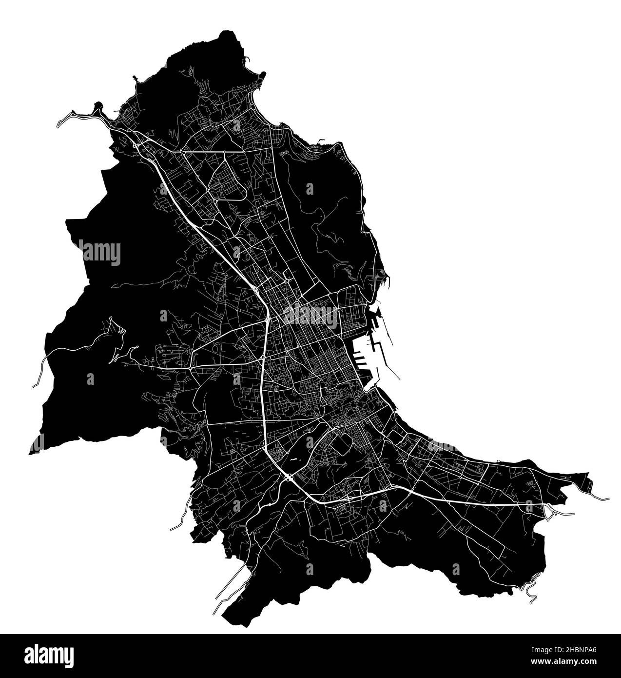 Palermo, Italia, mappa vettoriale ad alta risoluzione con confini della ...