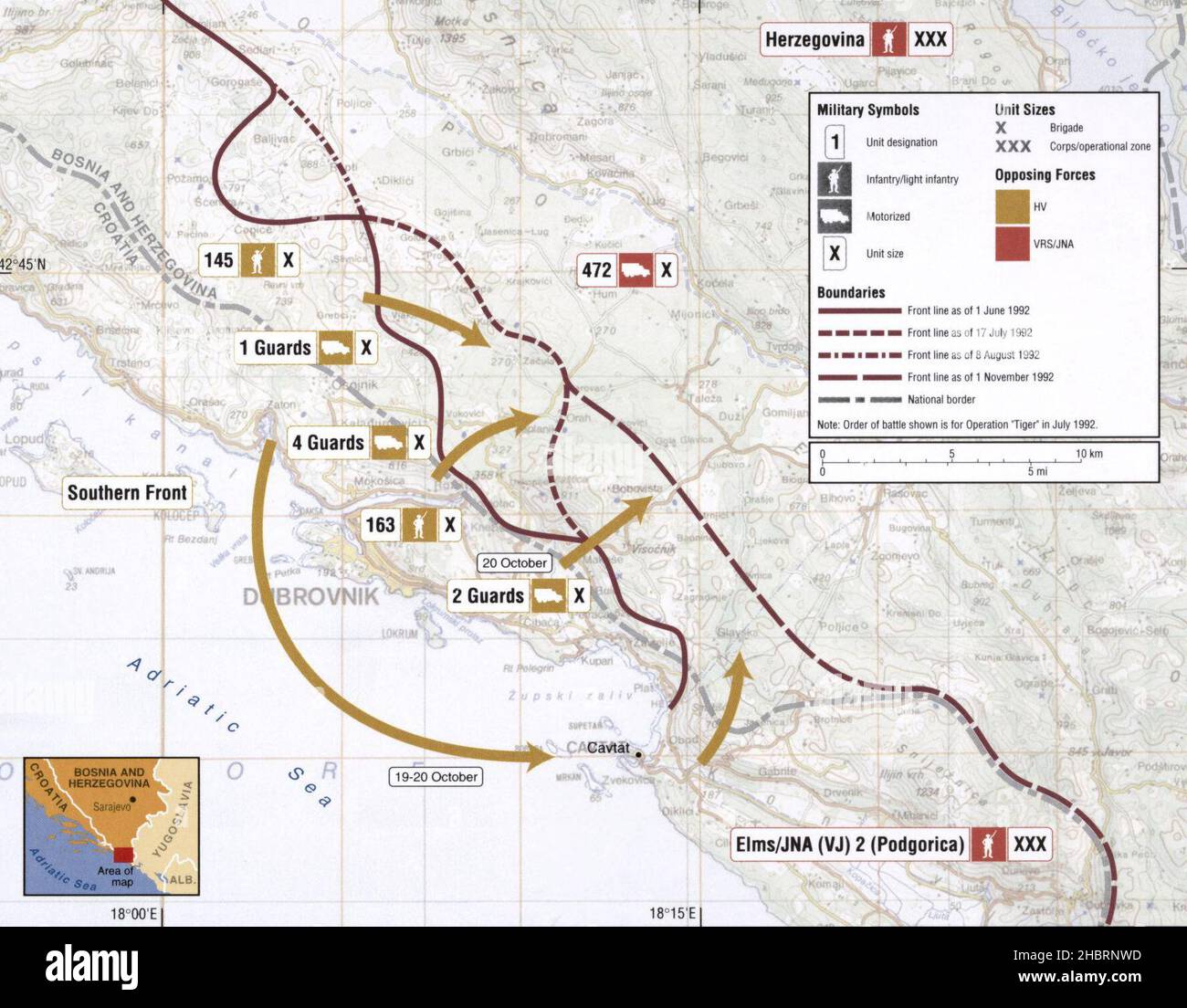 Mapa de la guerra de los balcanes de 1992 immagini e fotografie stock ...