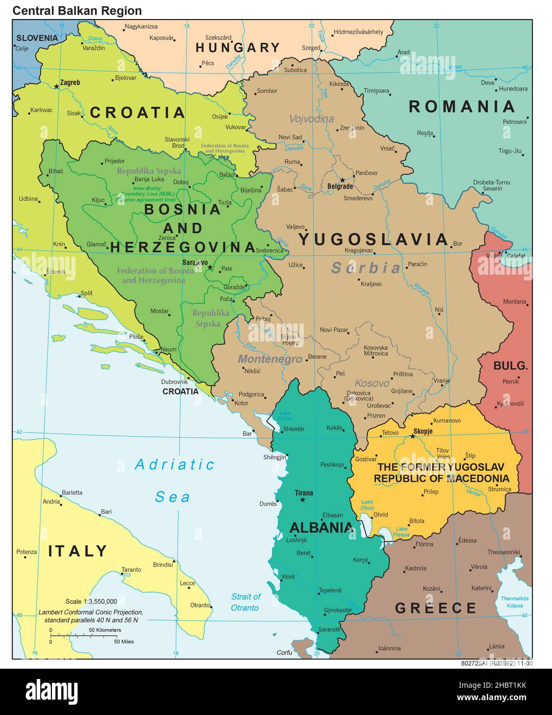Mappa della regione balcanica centrale immagini e fotografie stock ad ...