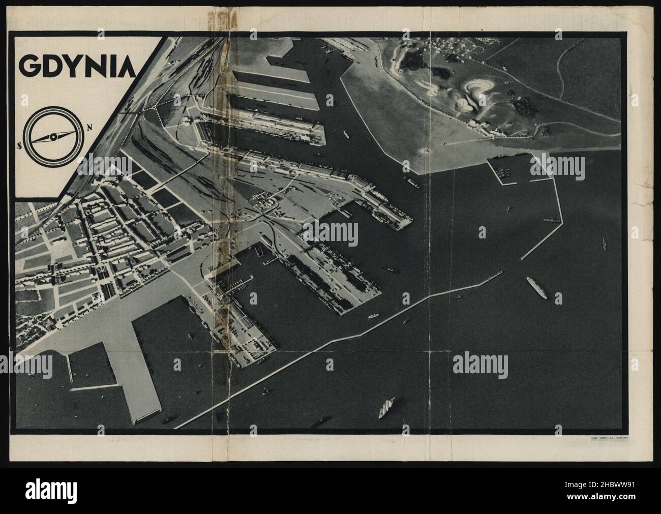 Gdynia Mappa, Mappa di Gdynia, retro Gdynia Mappa, Gdynia Stampa ...