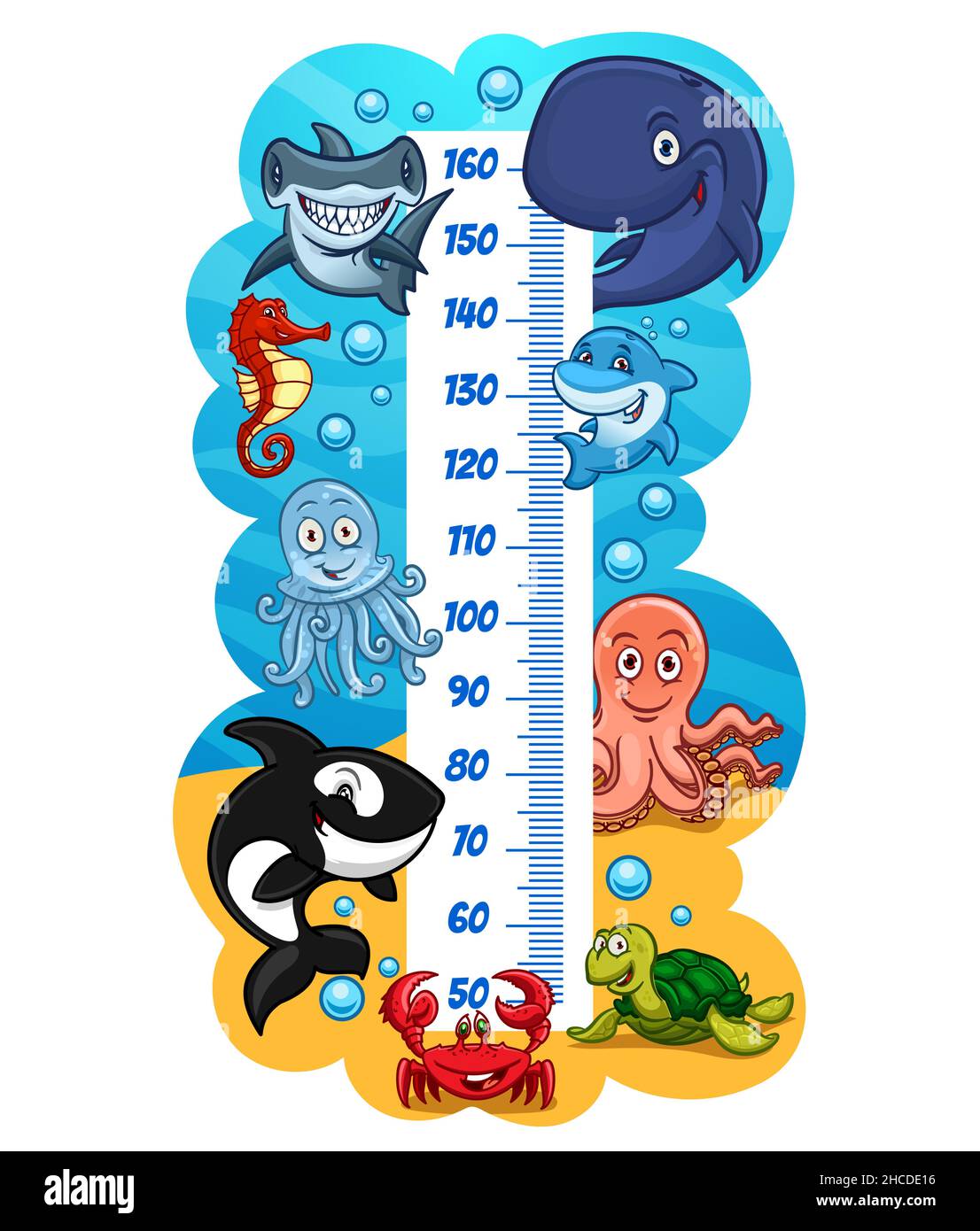Tabella altezza bambini con simpatici animali marini. Righello ...