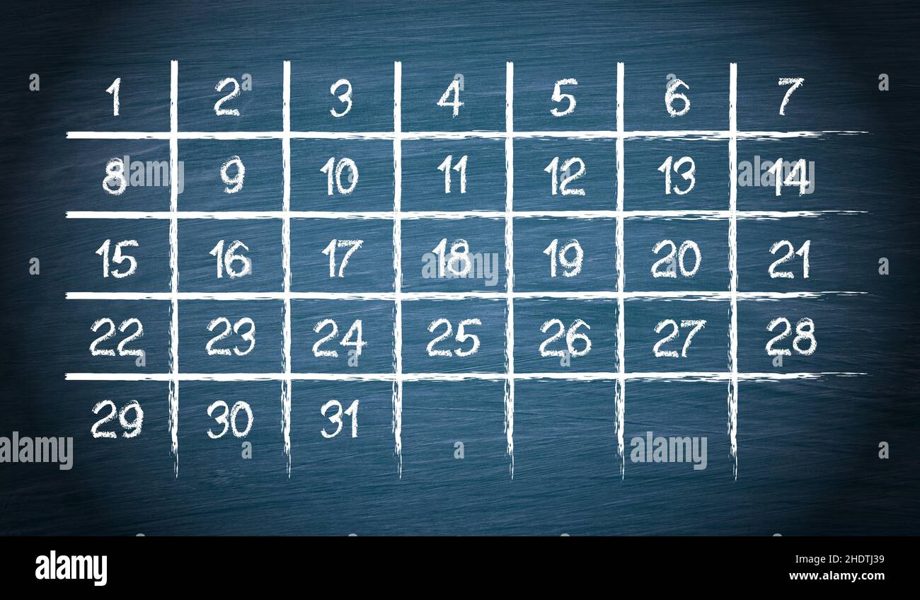 Calendario mensile immagini e fotografie stock ad alta risoluzione - Alamy