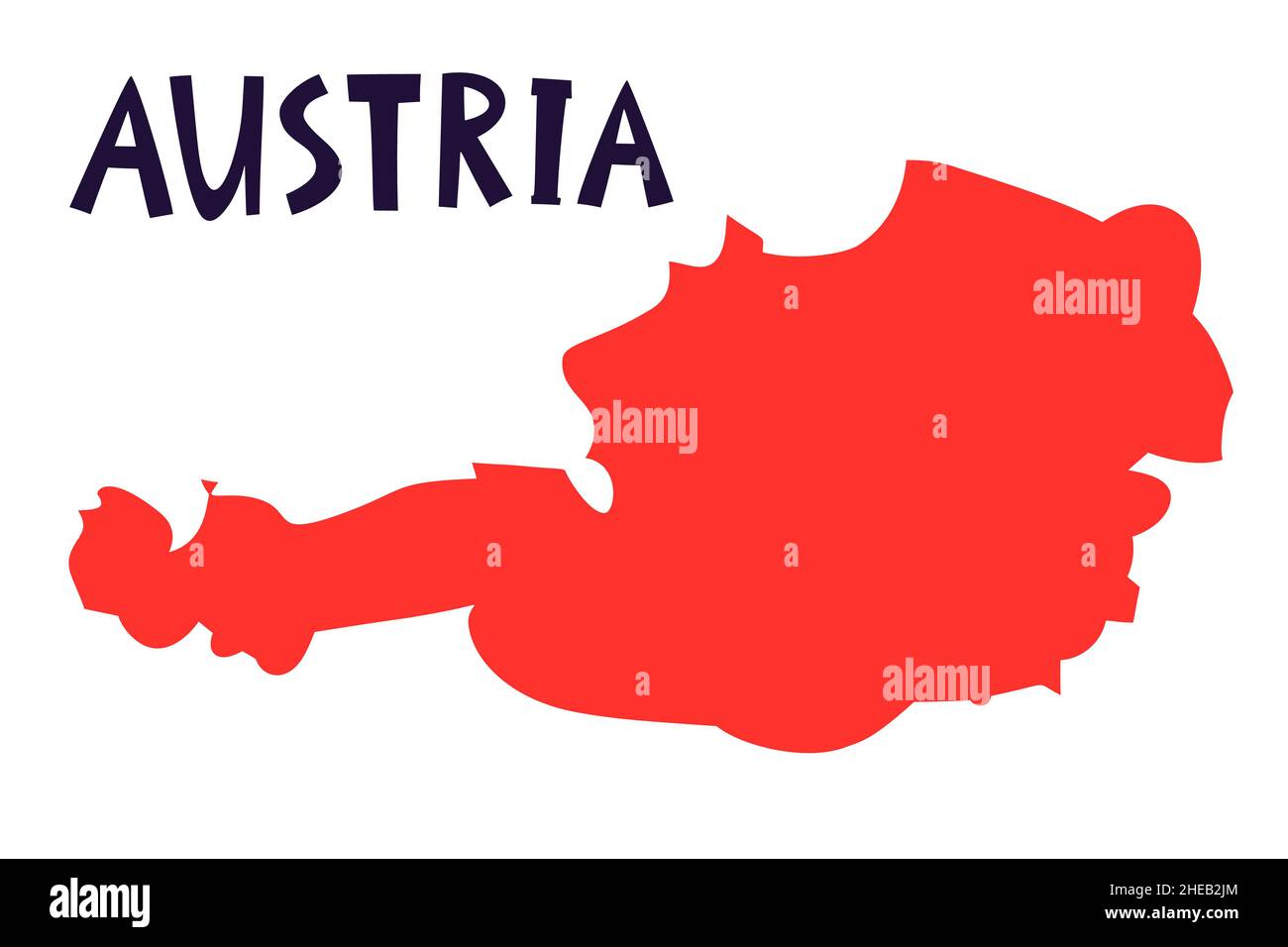 Mappa stilizzata a mano vettoriale dell'Austria. Illustrazione di ...