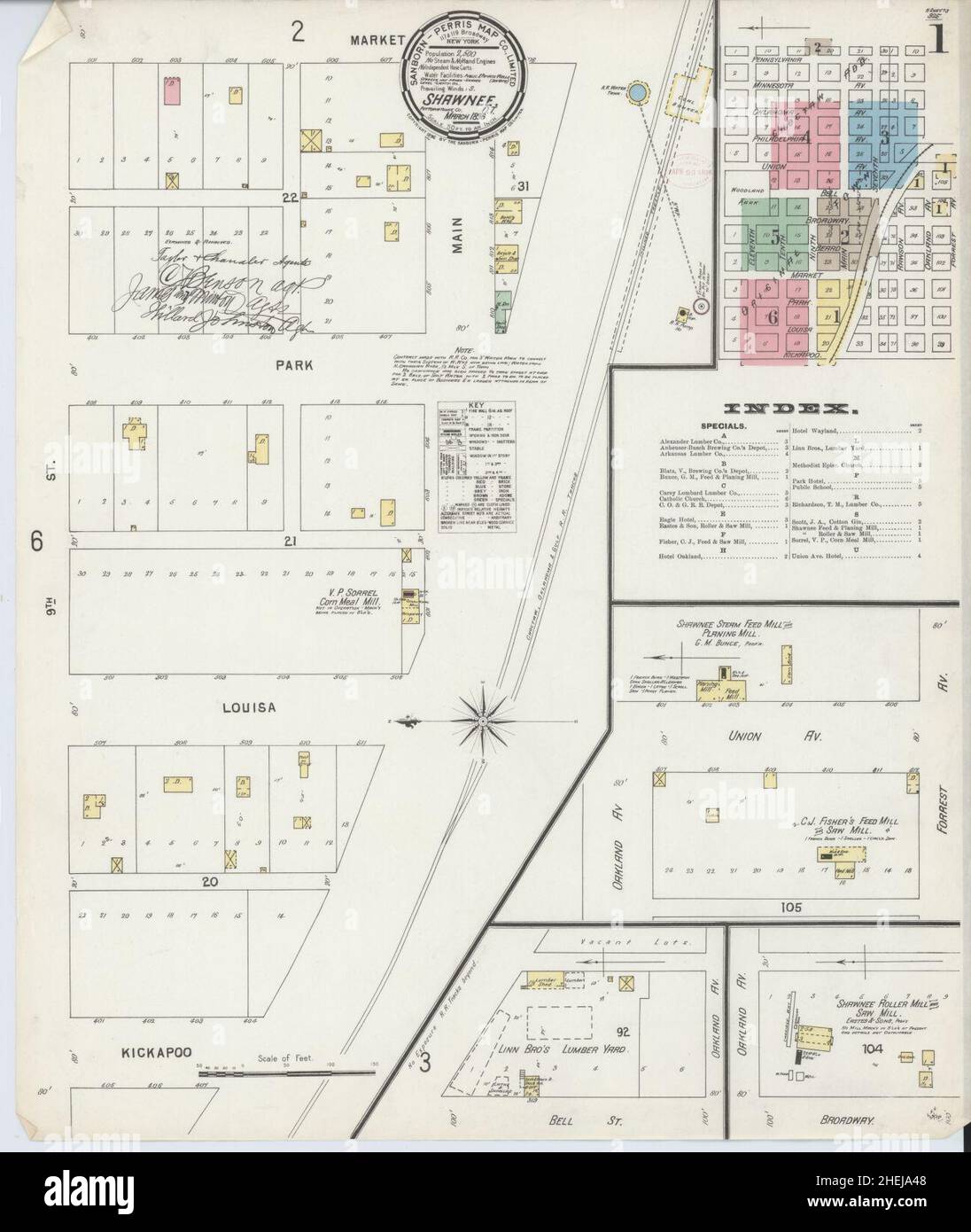 Shawnee mappa dell'oklahoma immagini e fotografie stock ad alta ...