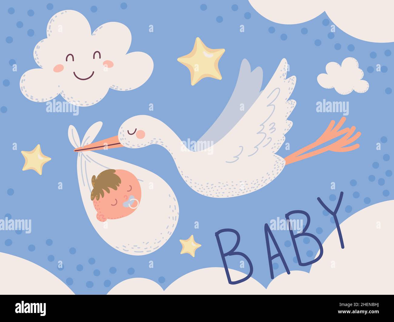 Una cicogna che porta un bambino Immagini Vettoriali Stock - Alamy