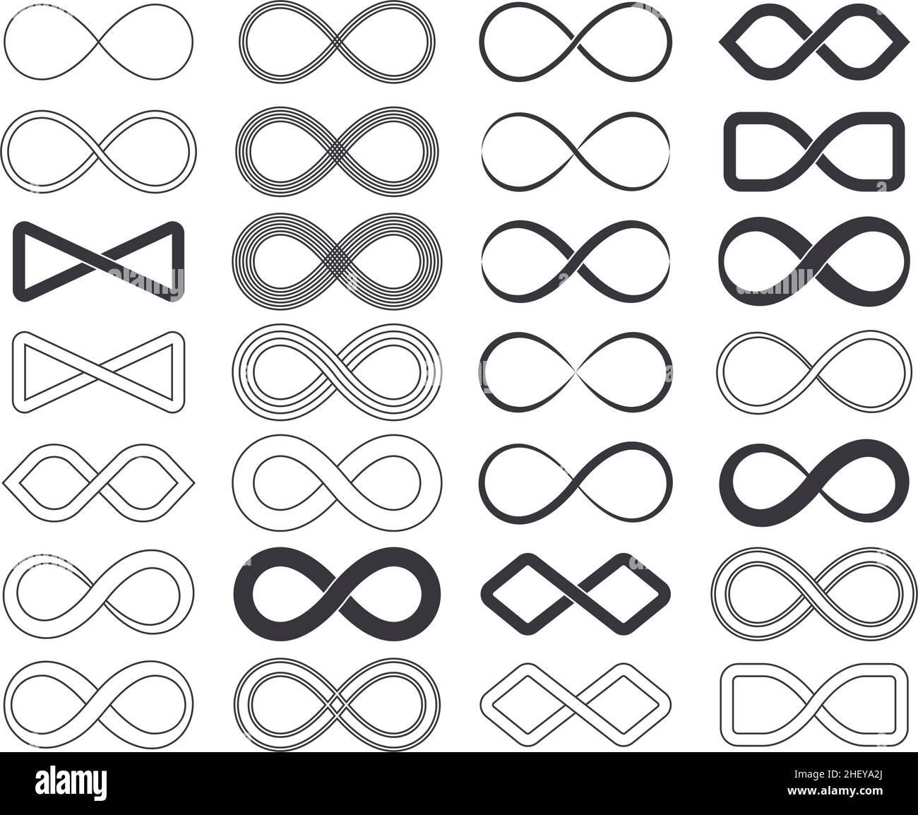 Infinità eternità simboli illimitati, emblemi ciclici illimitati ...