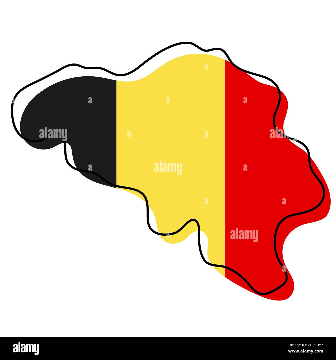 Mappa stilizzata del Belgio con l'icona della bandiera nazionale. Mappa ...