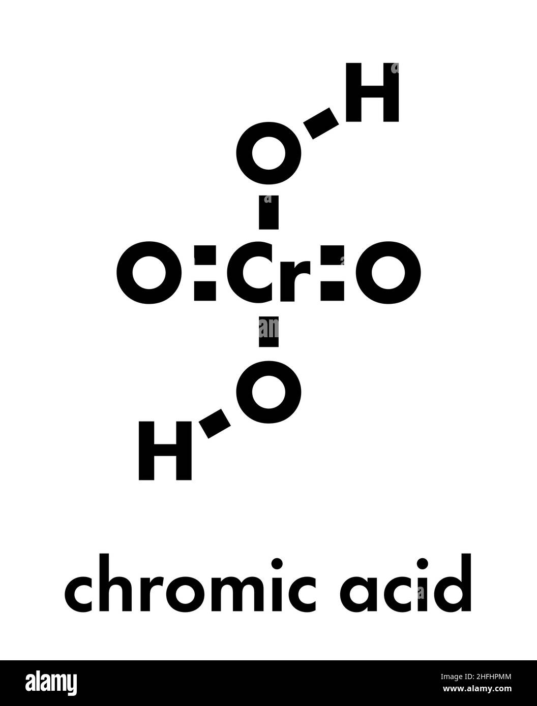 Acido cromico (H2CrO4 molecola). Formula di scheletro Immagine e ...