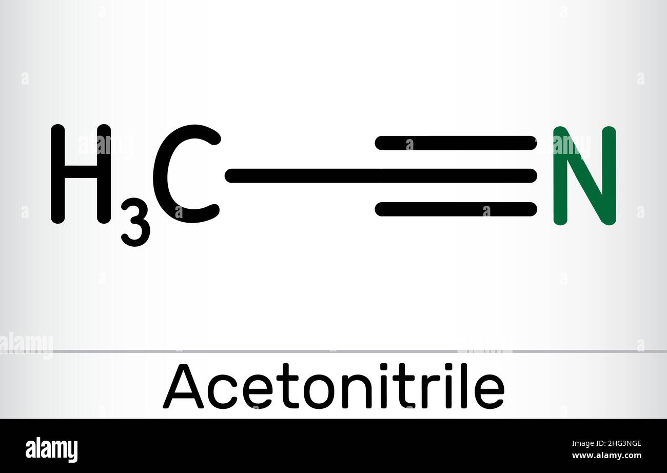 Acetonitrile, MeCN, molecola di cianuro di metile. È nitrile che è ...