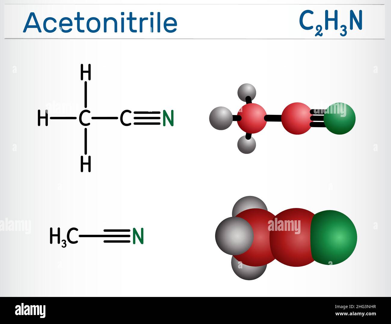 Acetonitrile, MeCN, molecola di cianuro di metile. È nitrile che è ...
