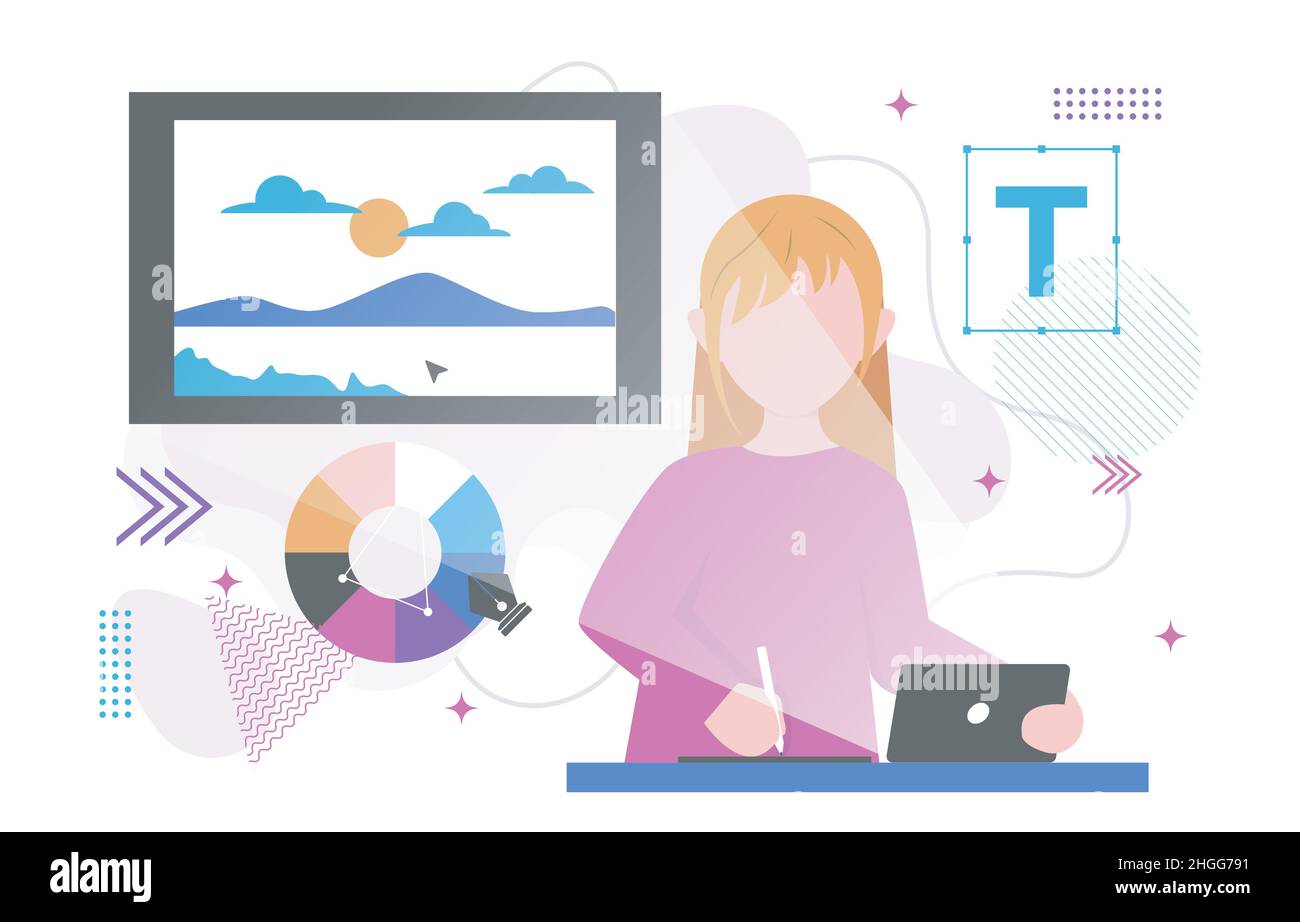 Ragazza di arte digitale Immagini Vettoriali Stock - Alamy