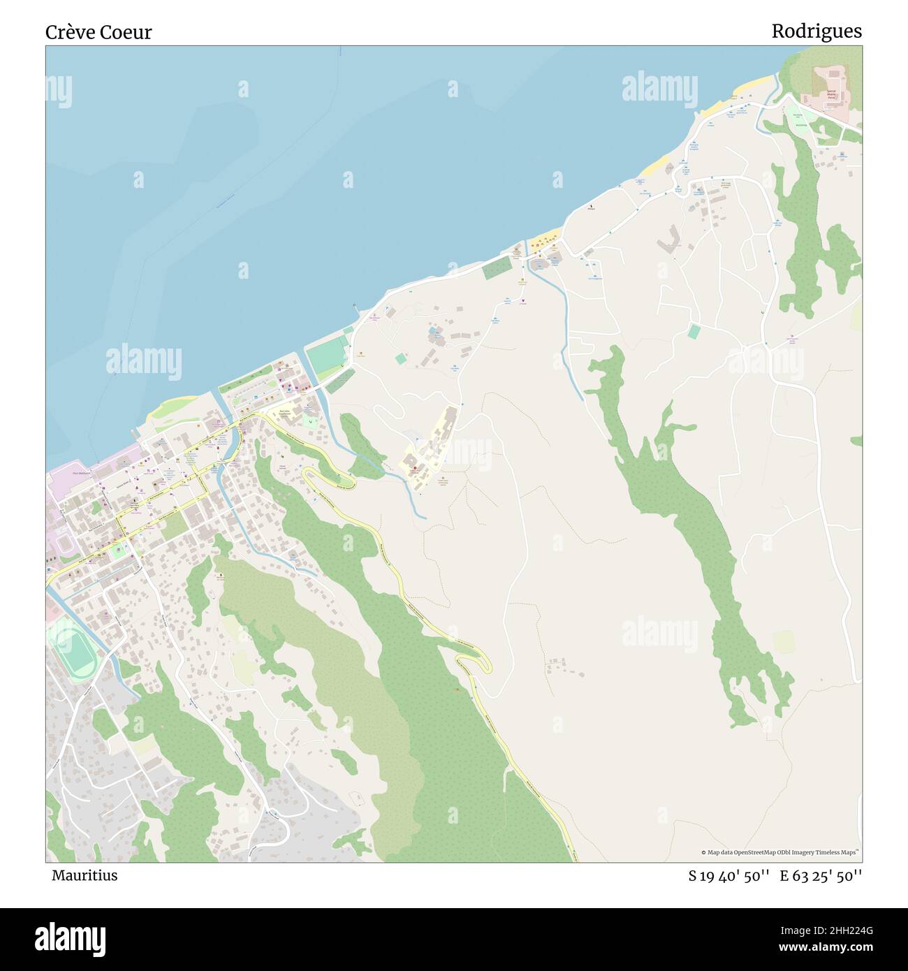Crève Coeur, Mauritius, Rodrigues, S 19 40' 50'', e 63 25' 50''', mappa ...