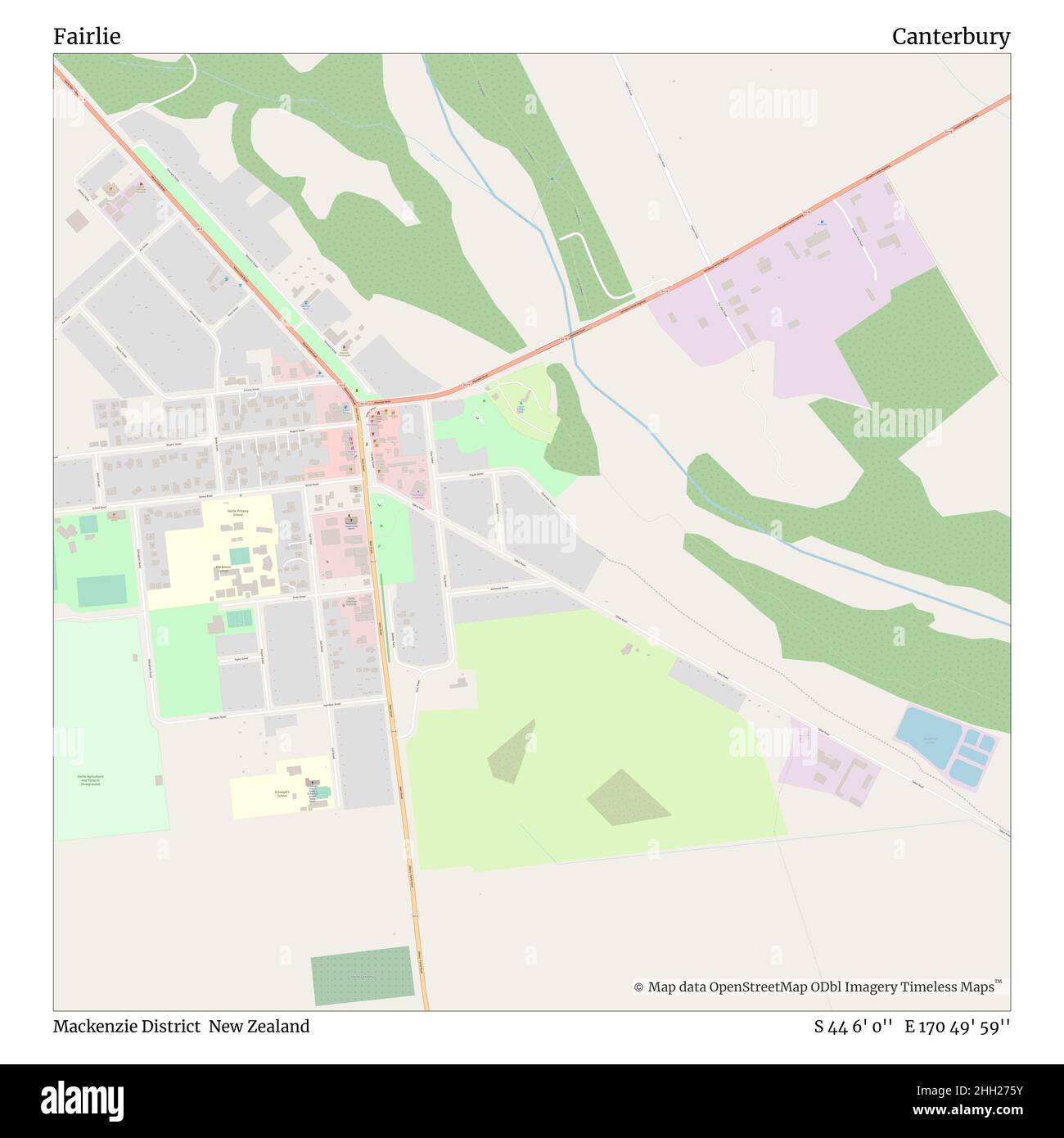 Fairlie, Mackenzie District, Nuova Zelanda, Canterbury, S 44 6' 0'', e ...