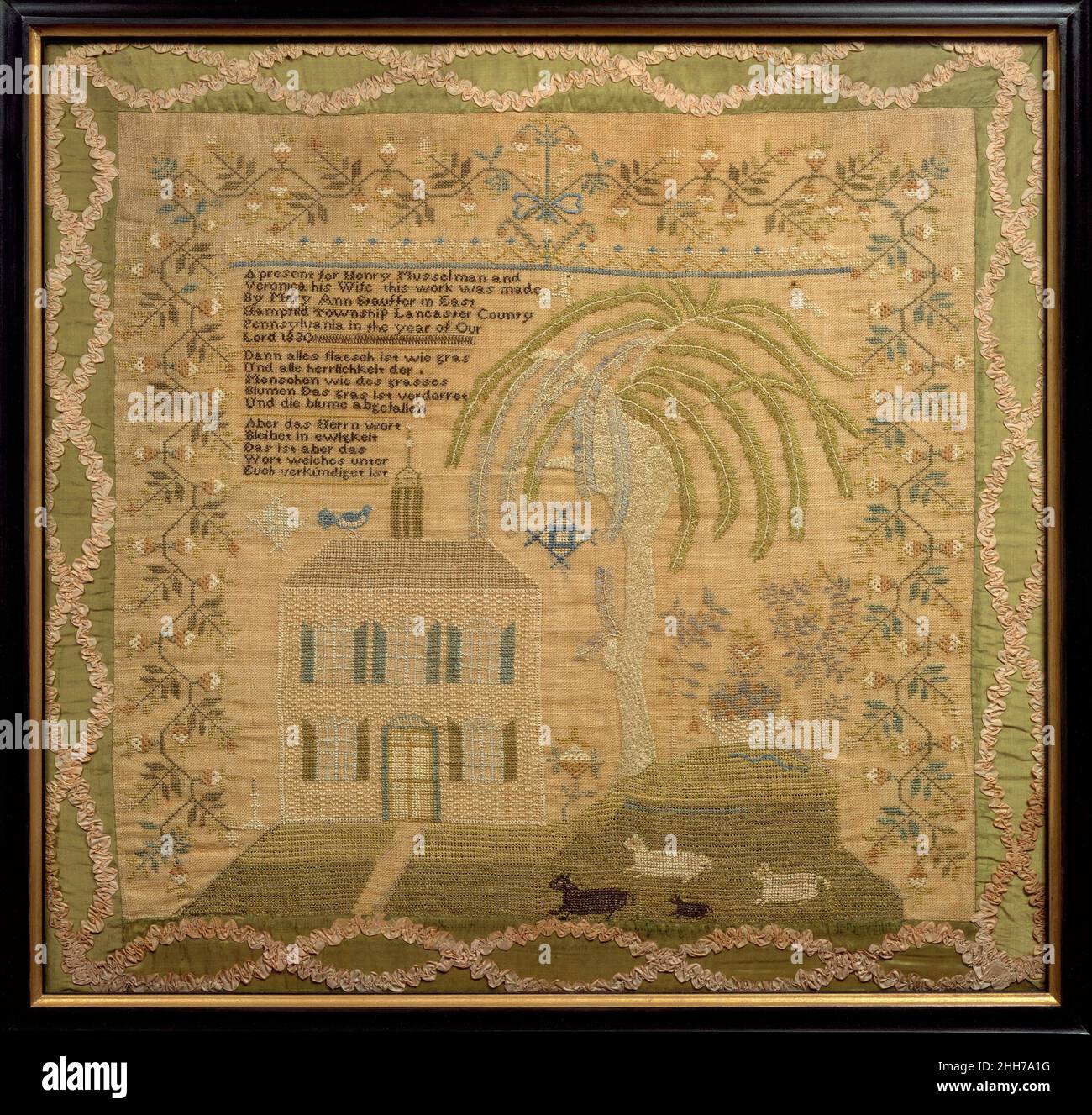 Ricamato Sampler 1830 Mary Ann Stauffer questo campionatore mostra un ...
