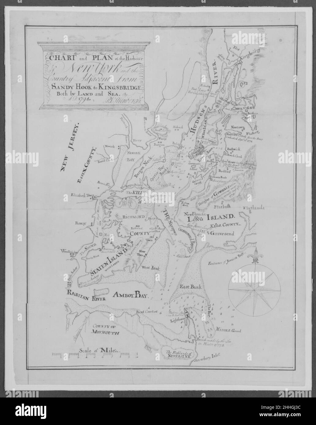 Mappa e piano del Porto di New York 1794 forse Peter Van Steenbergh ...