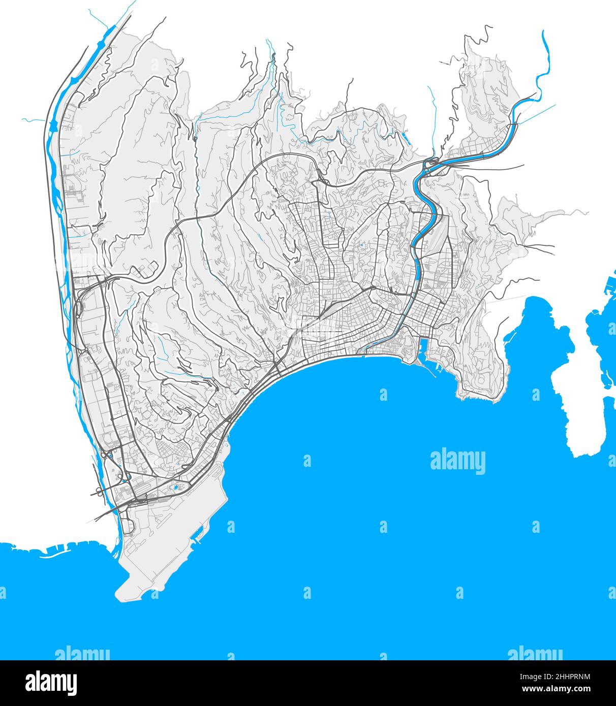 Nizza, Alpes-Maritimes, Francia mappa vettoriale ad alta risoluzione ...