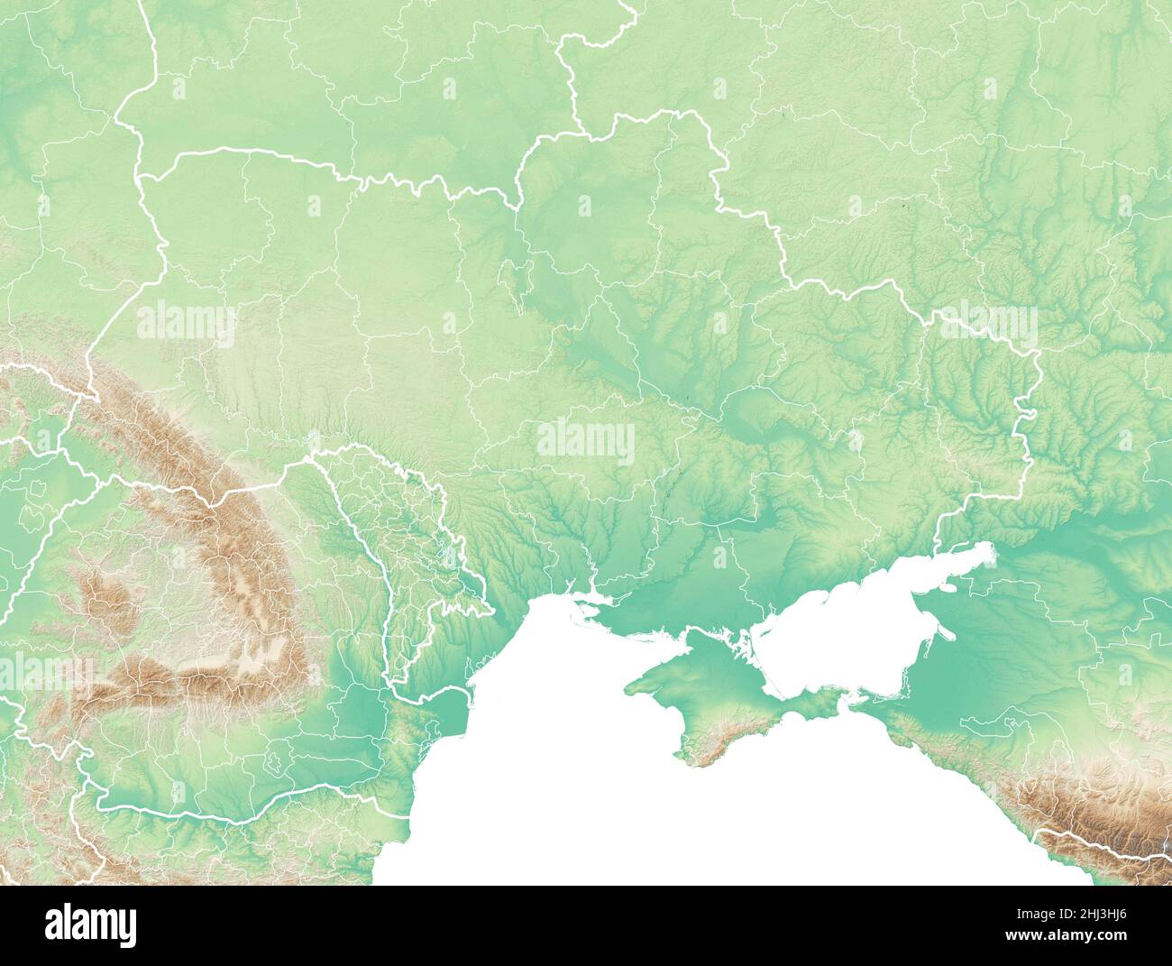 Mappa fisica dell'Europa, dell'Ucraina e dei confini. Russia e ...