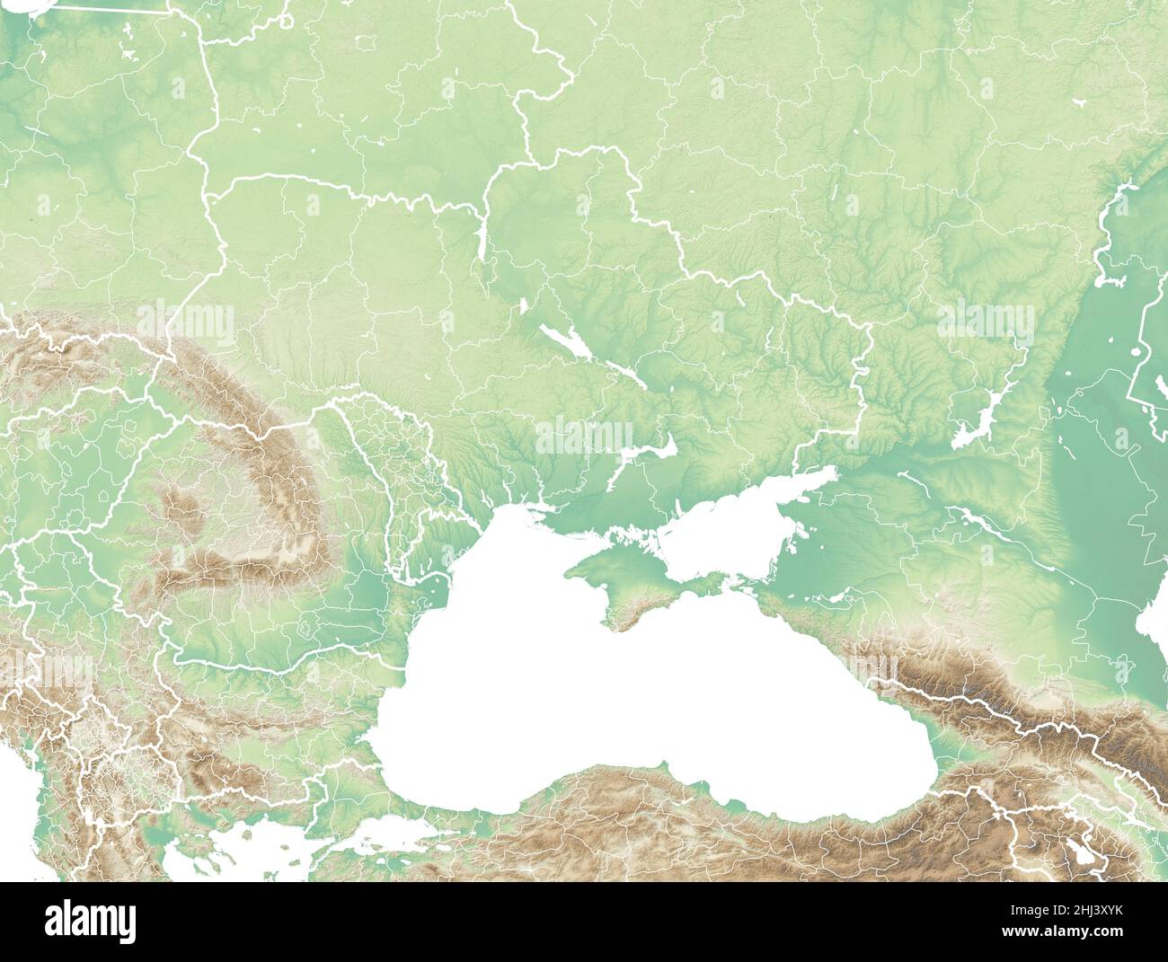 Mappa fisica dell'Europa, dell'Ucraina e dei confini. Russia e ...