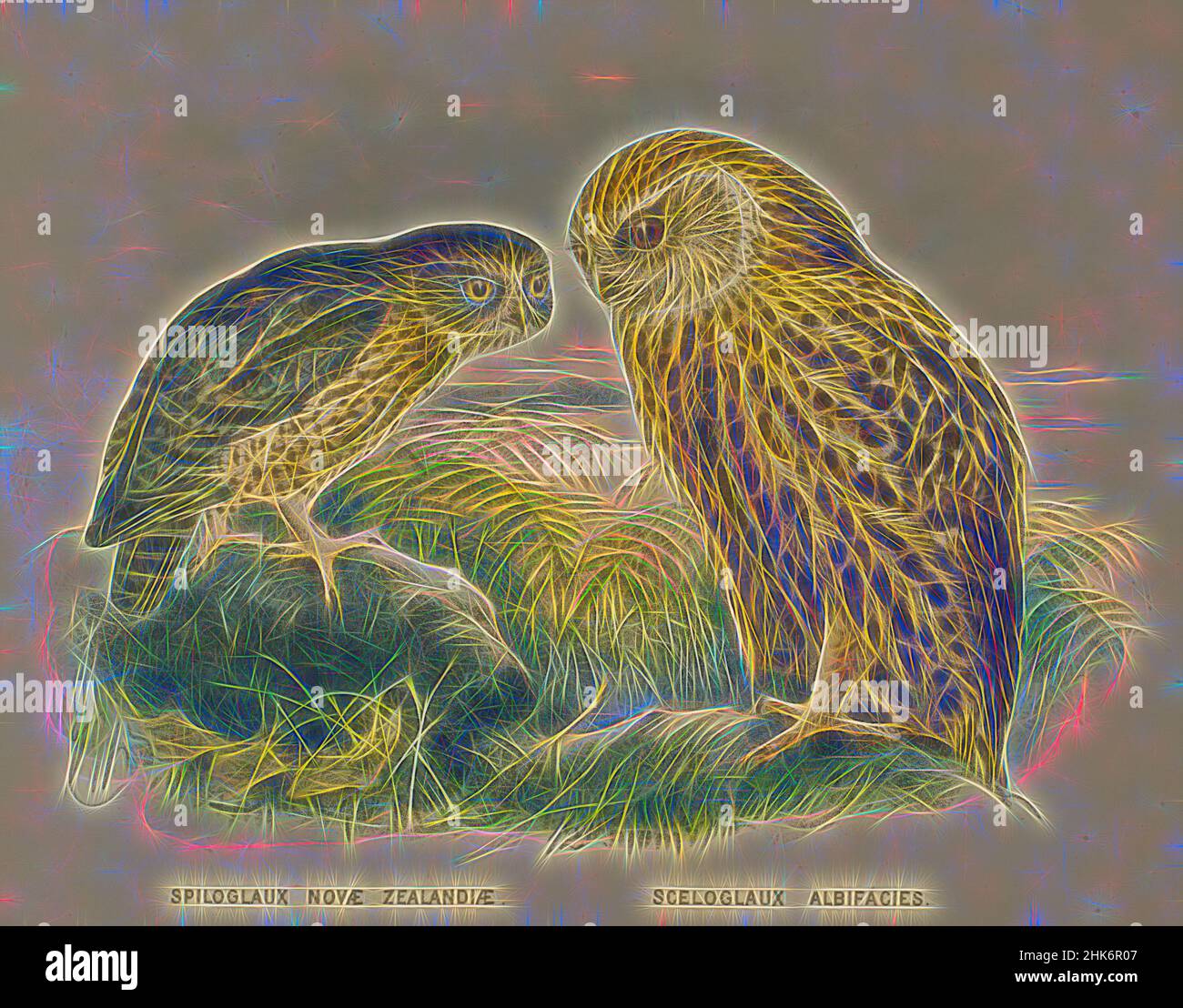 Ispirato da Morepork (Ruru) e Laughing gufo (Whekau) (Spiloglaux Novae ...