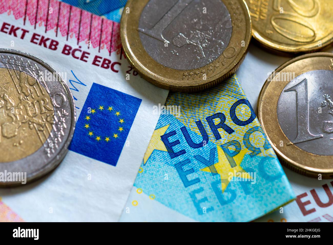 Moneta dell'Unione europea : dettaglio delle varie banconote e monete ...