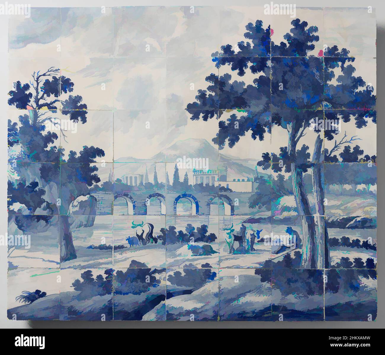 Arte ispirata da Tile Tableau con paesaggio fluviale, Tile tableau di ...