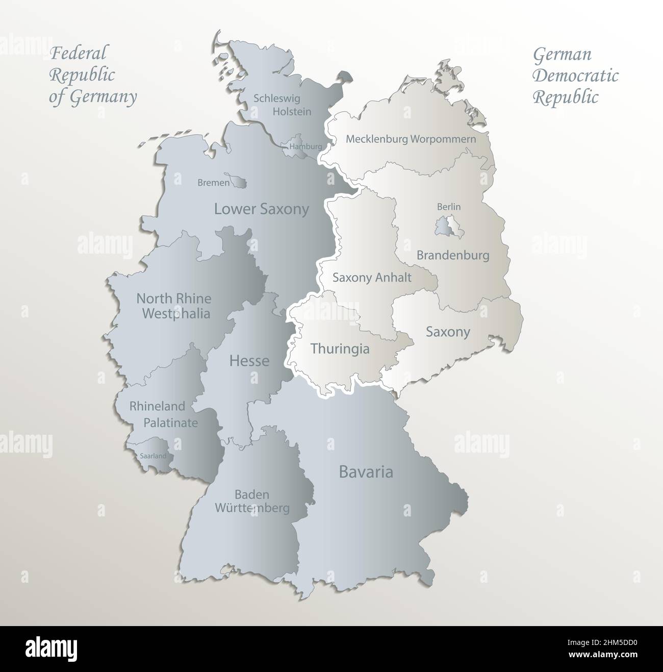 Mappa della Germania divisa su mappa dell'Ovest e dell'Est, divisione ...