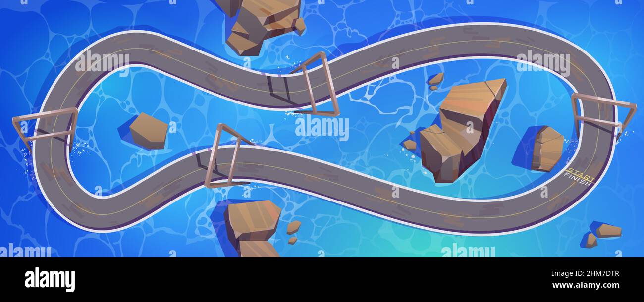 Velocità corsa auto mappa pista per sfondo gioco. Vettore cartoon ...