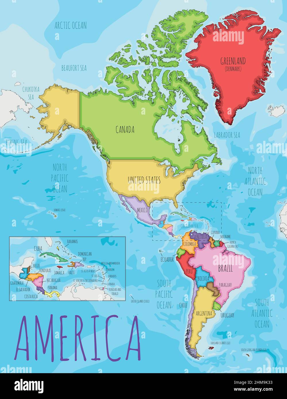 America cartina cartoon Immagini Vettoriali Stock - Alamy