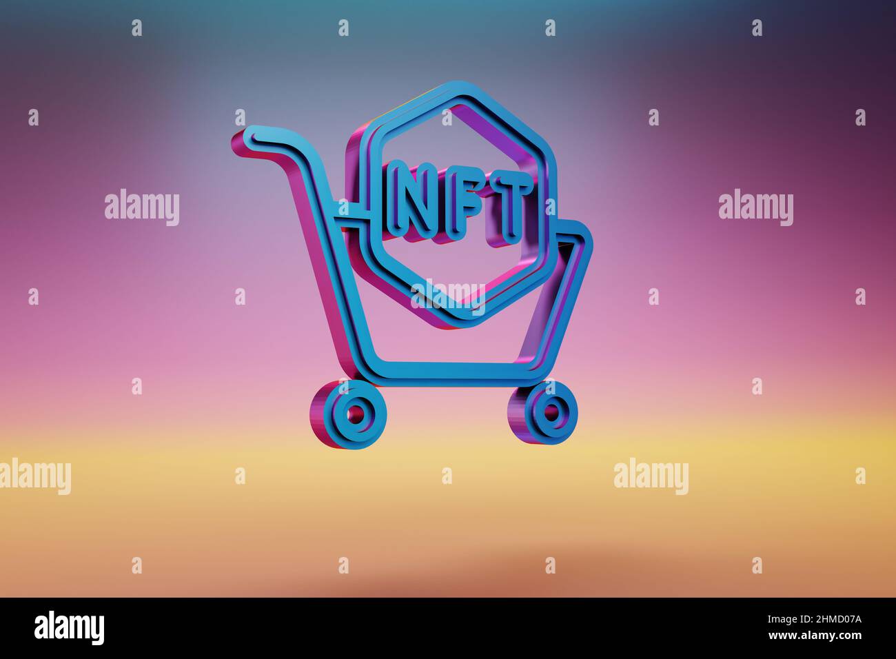 Icona del carrello NFT. Bella blu NFT Carrello icone simbolo su ...