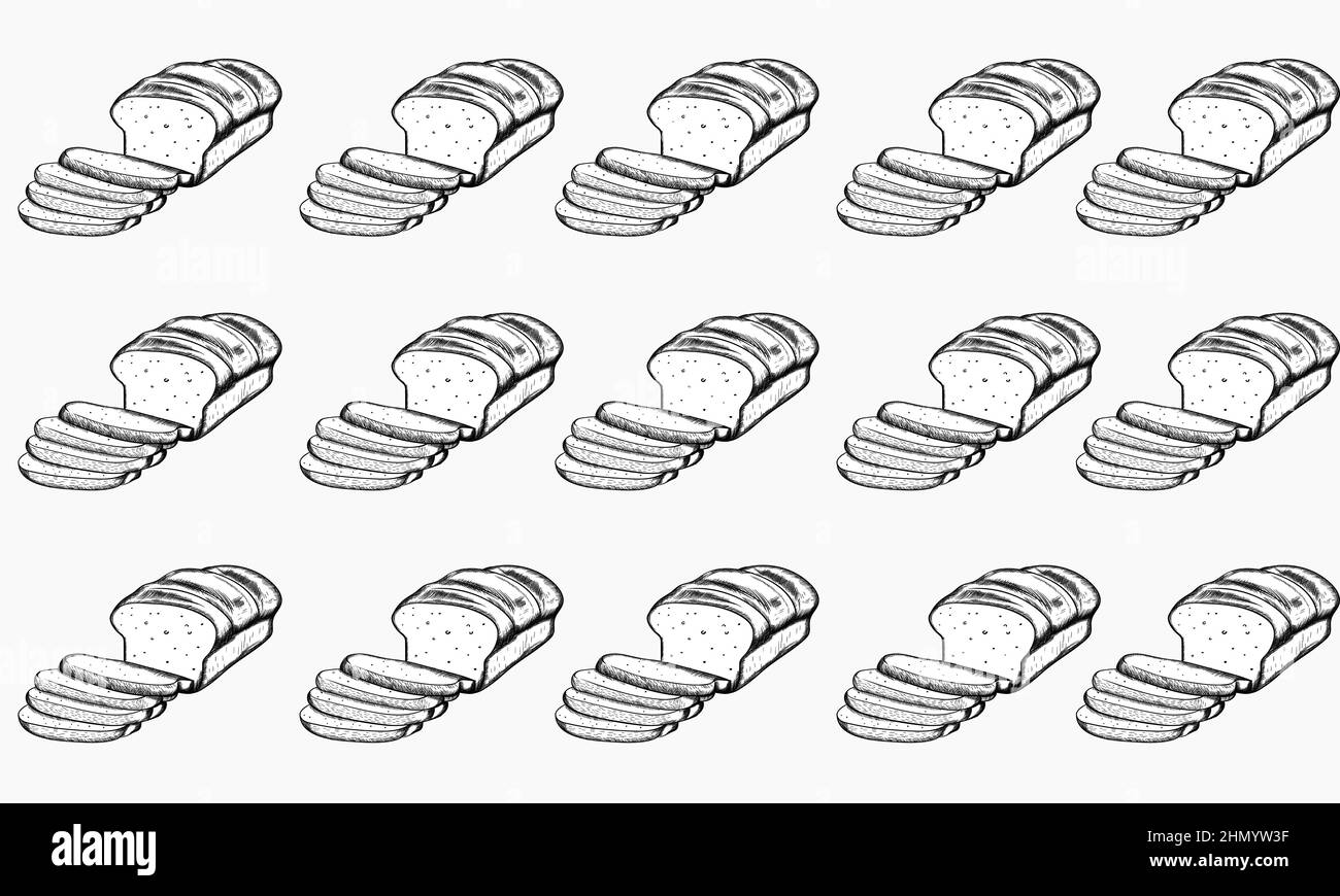 Pane affettato panificio icona set, linea e glyph nero stile. Disegno a ...