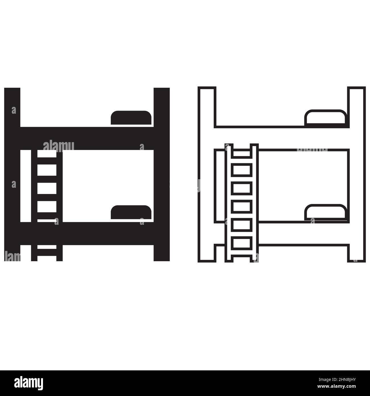 Icona letto a castello su sfondo bianco. Profilo moderno letto a ...