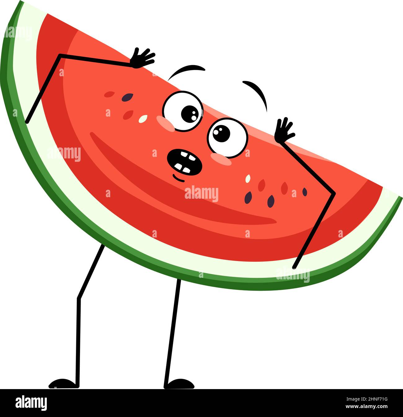 Il personaggio dell'anguria con emozioni in panico gli afferra la testa ...