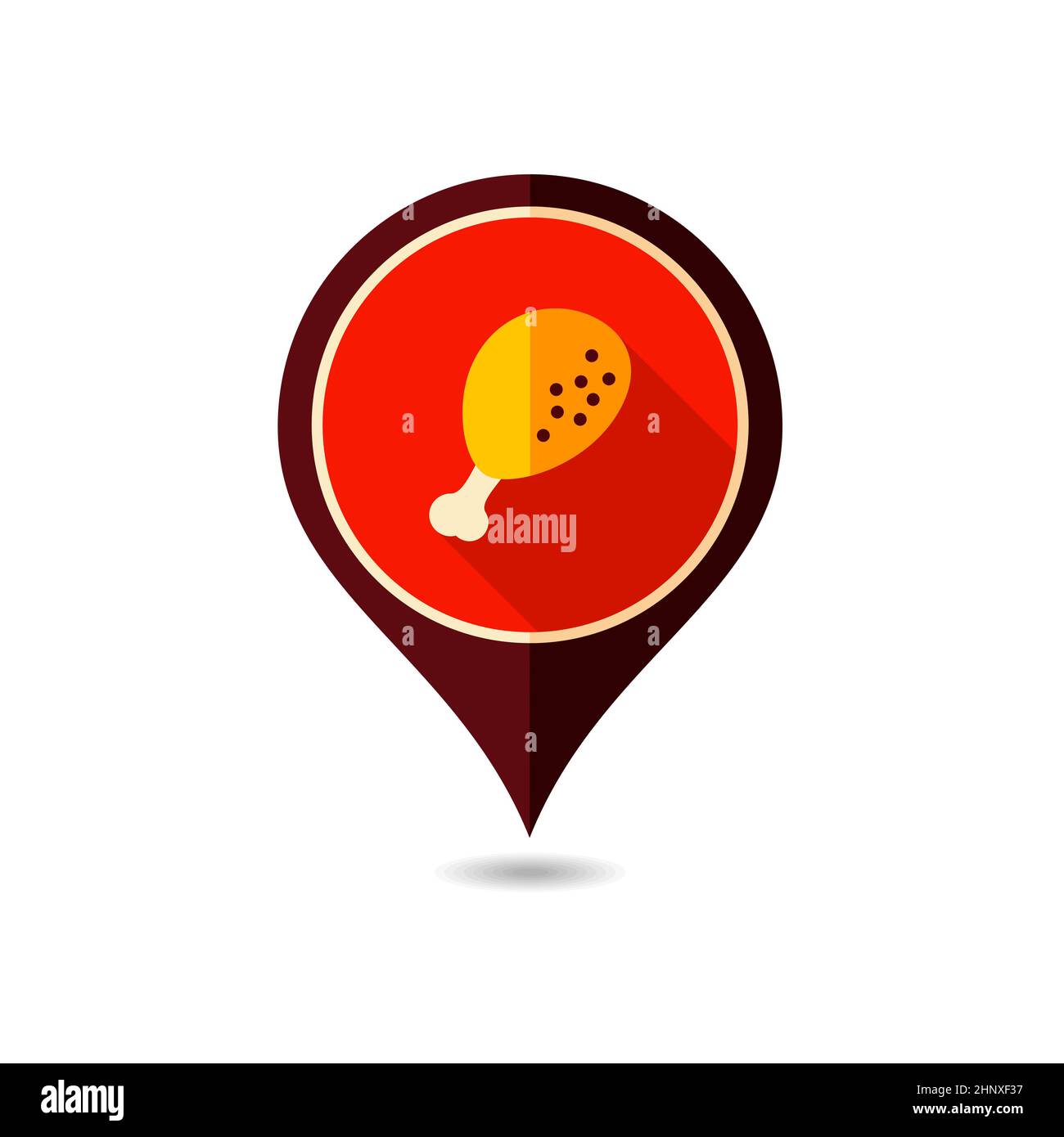 Pollo gamba pin icona della mappa. Animali da allevamento puntatore ...