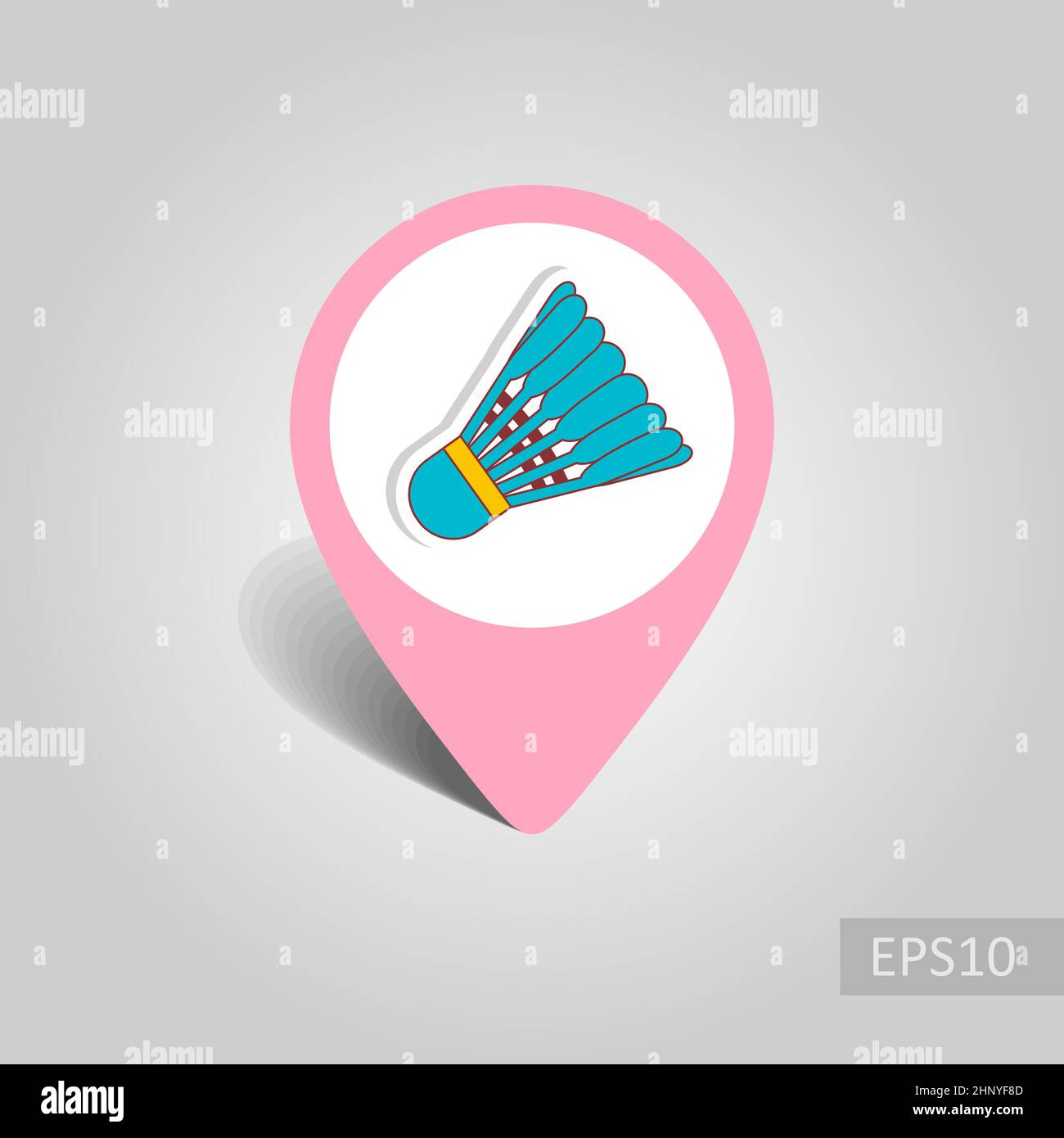 Volano per badminton sport pin vettore icona della mappa. Spiaggia il ...