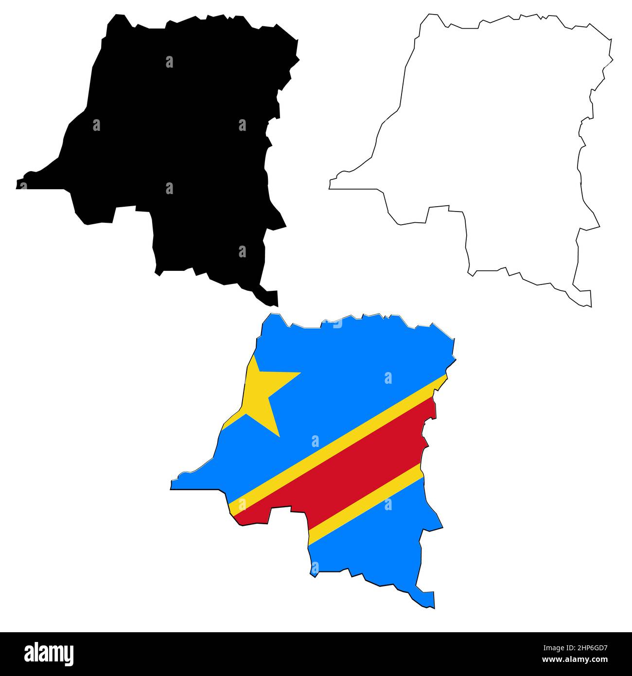 repubblica democratica del congo africa mappa il paese su sfondo bianco ...