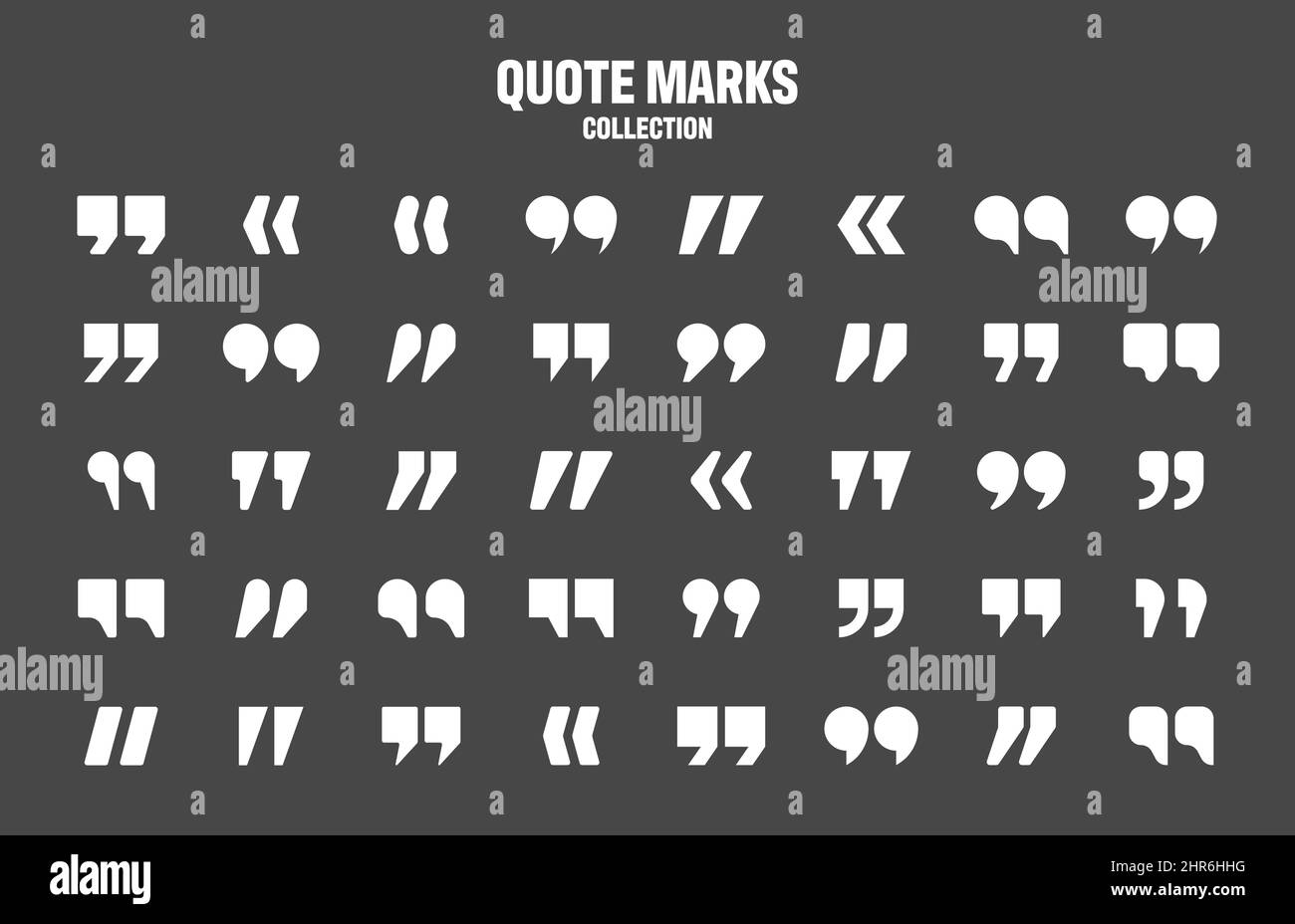 Raccolta vettoriale delle virgolette. Icona delle virgolette bianche ...