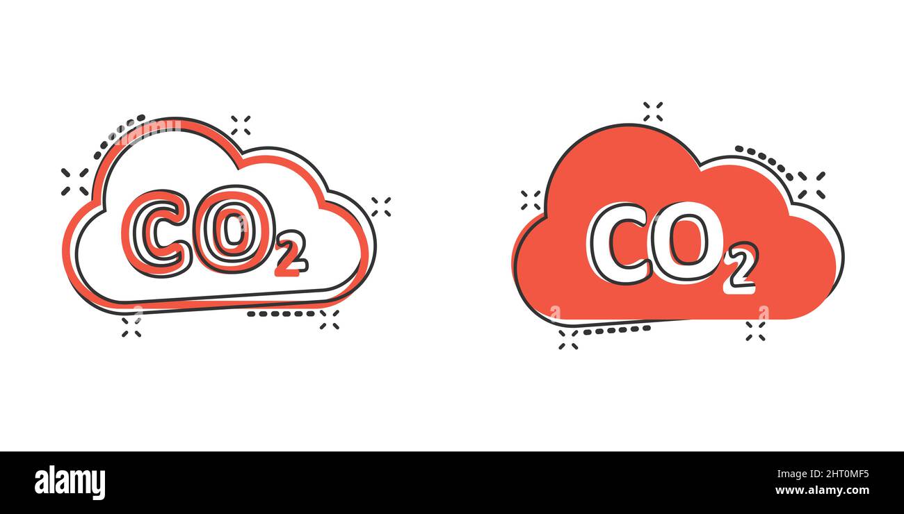 CO2 icona di emissione in stile fumetto. Illustrazione vettoriale di ...
