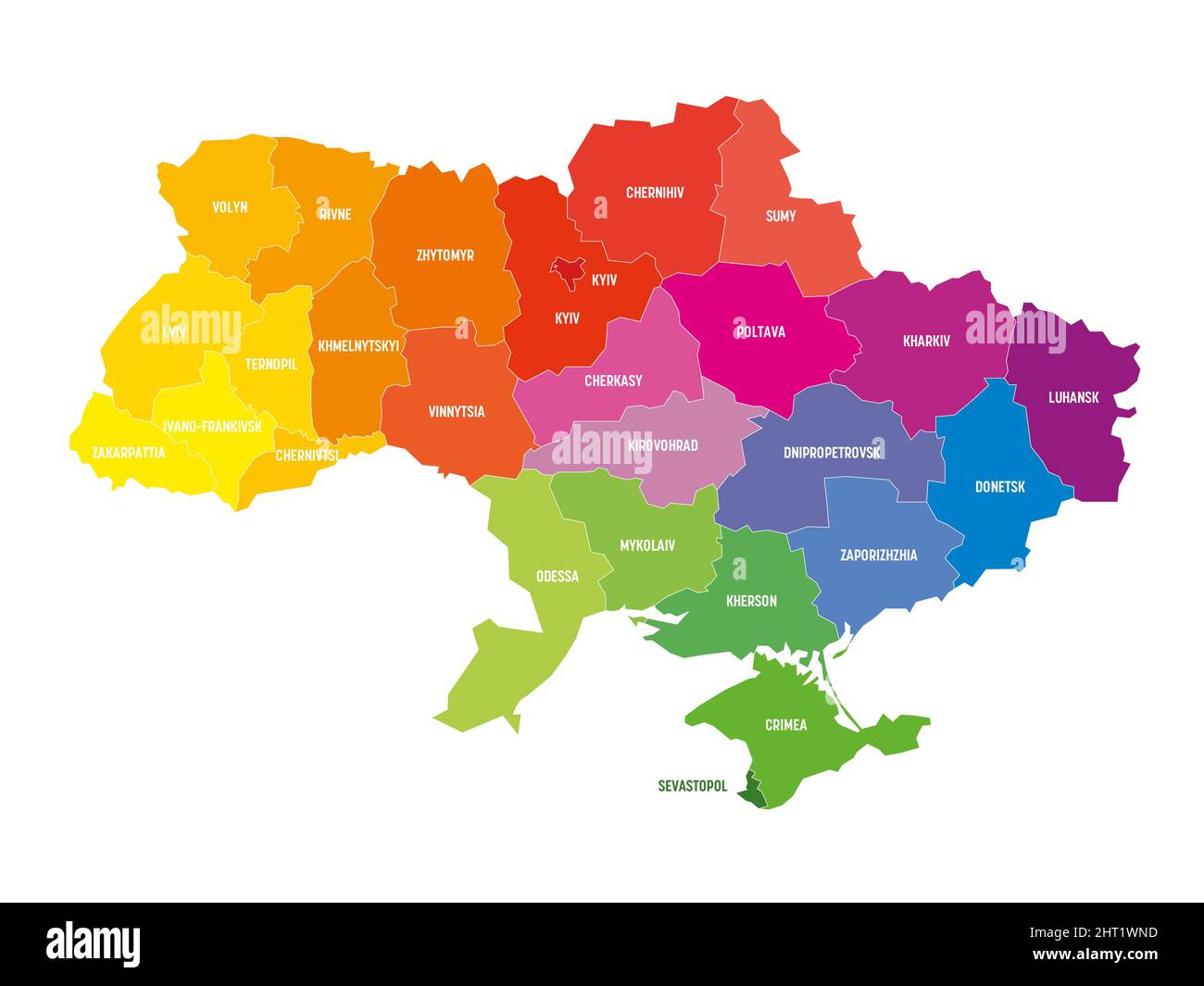 Ucraina - carta amministrativa degli oblasti Immagine e Vettoriale - Alamy