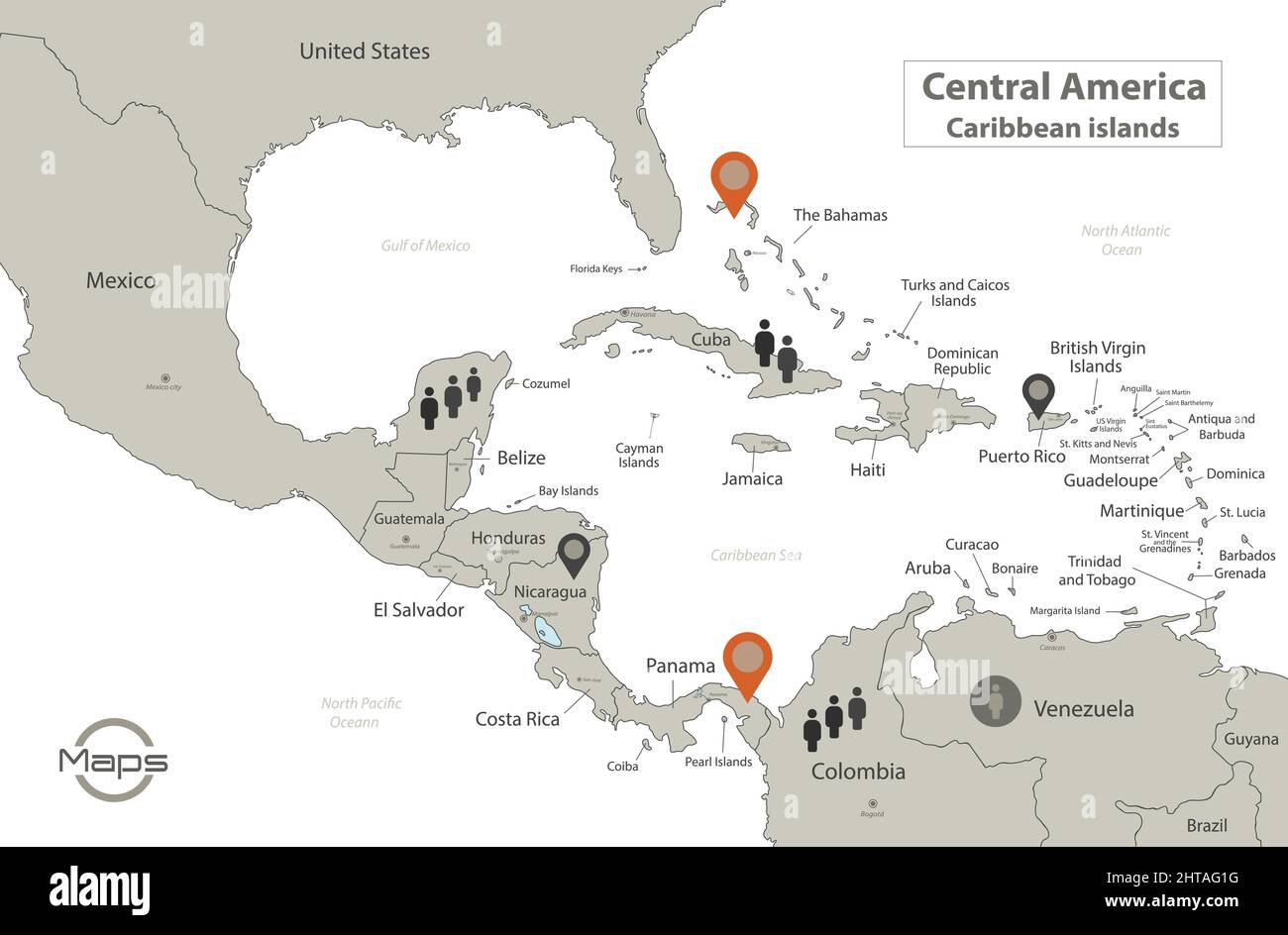 Mapa de america central nombres immagini e fotografie stock ad alta risoluzione - Alamy
